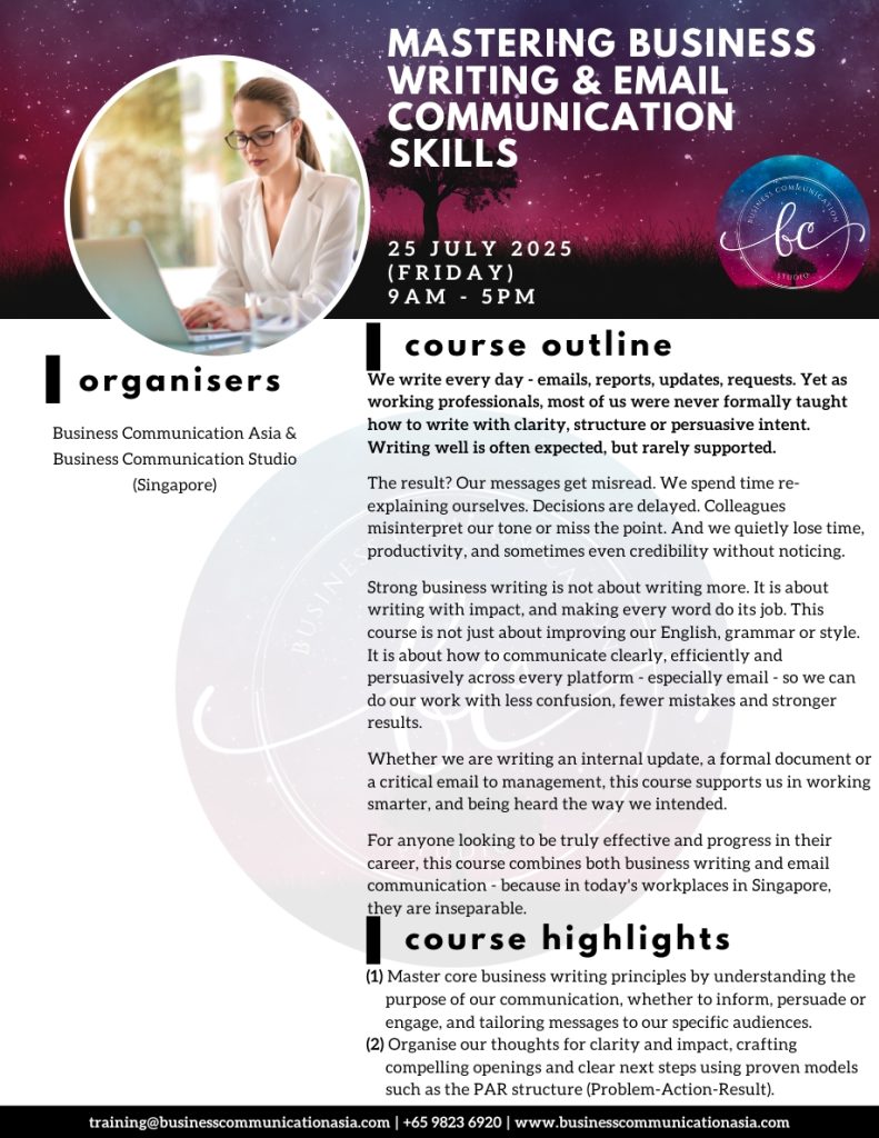 Mastering Business Writing & Email Communication Skills (25 July 2025 ...